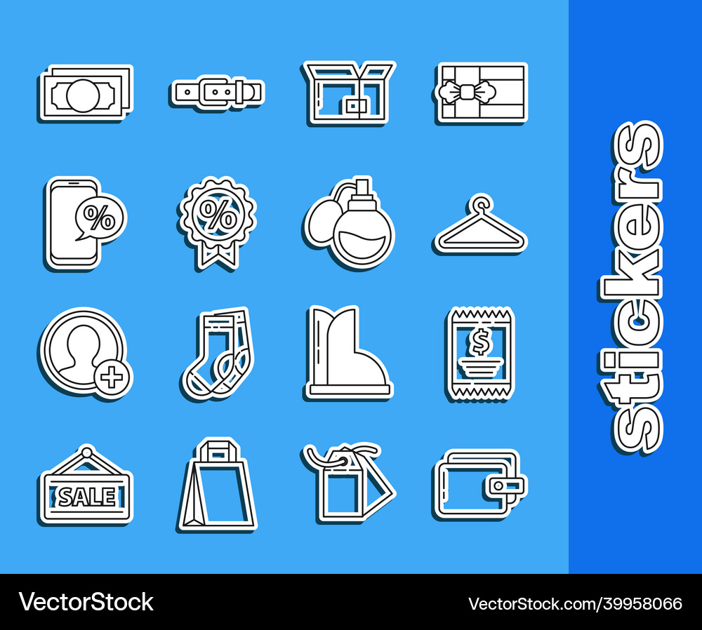 Set line wallet paper check and financial check Vector Image