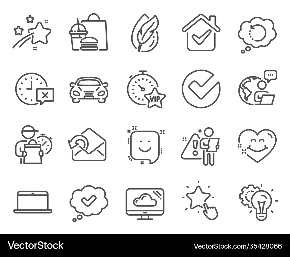 Technology icons set included icon as smile Vector Image