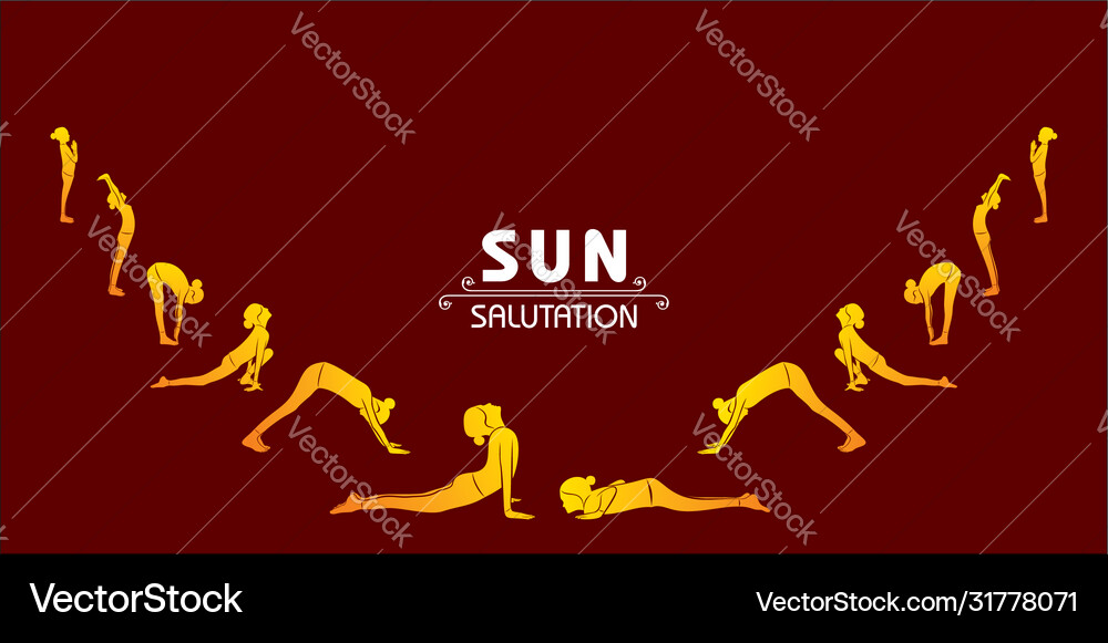 A girl doing sun salutation for international Vector Image