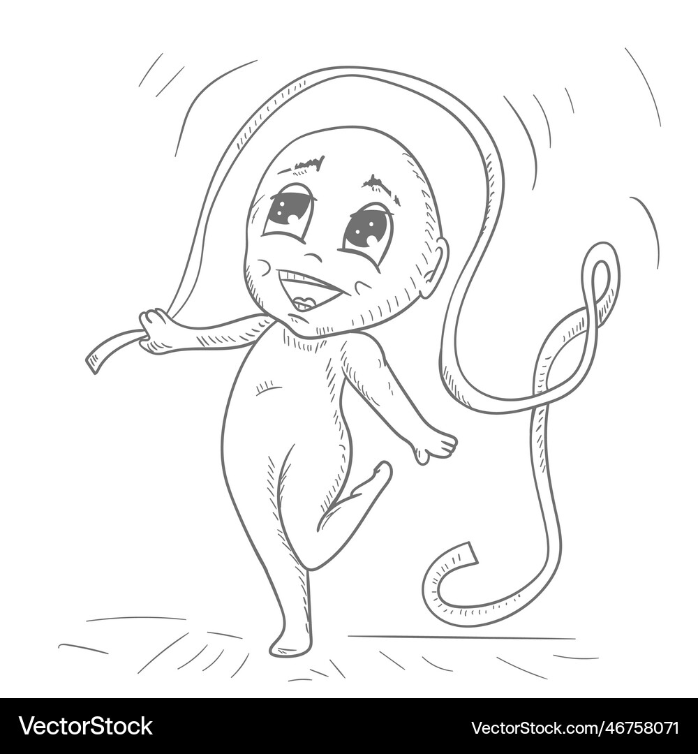 A little funny man chibi jumps with ribbon Vector Image