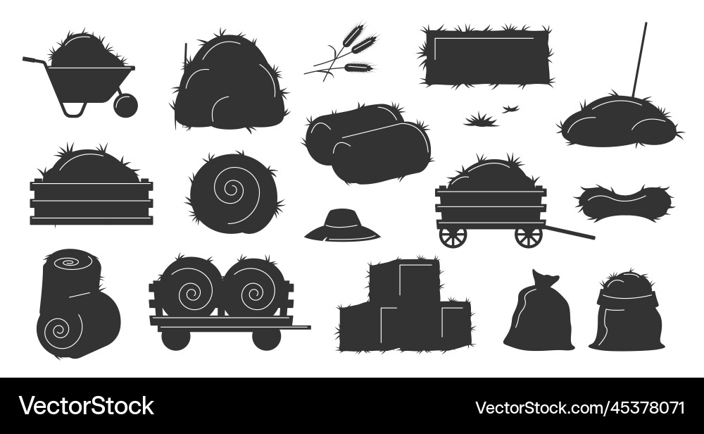 Bale of hay black set Royalty Free Vector Image