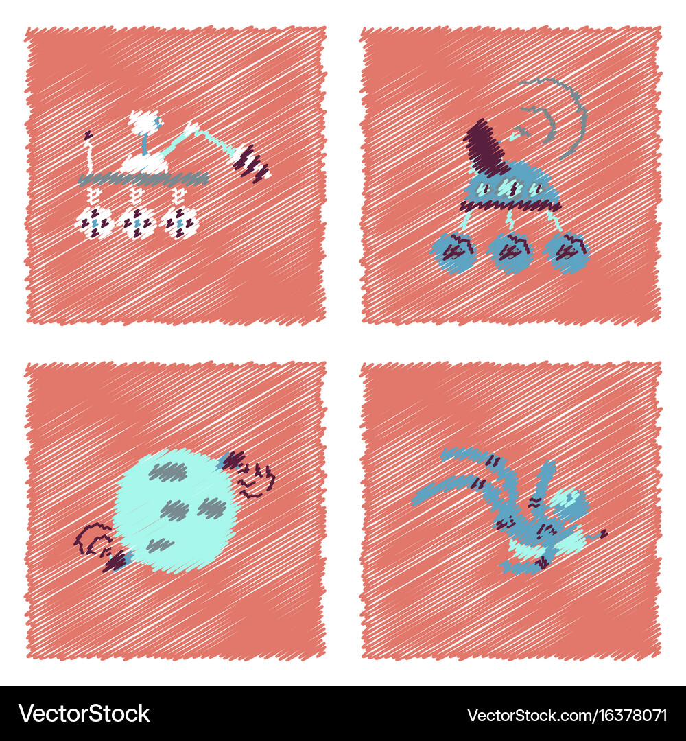 Collection of icons and space technology Vector Image