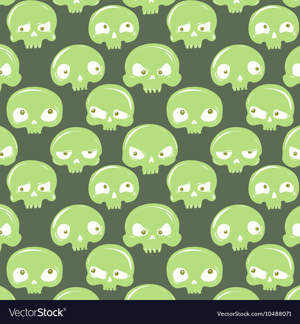 Green skulls pattern Royalty Free Vector Image
