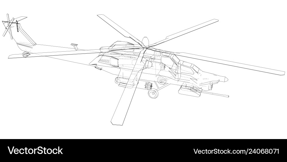 Helicopter in outline style created wireframe Vector Image