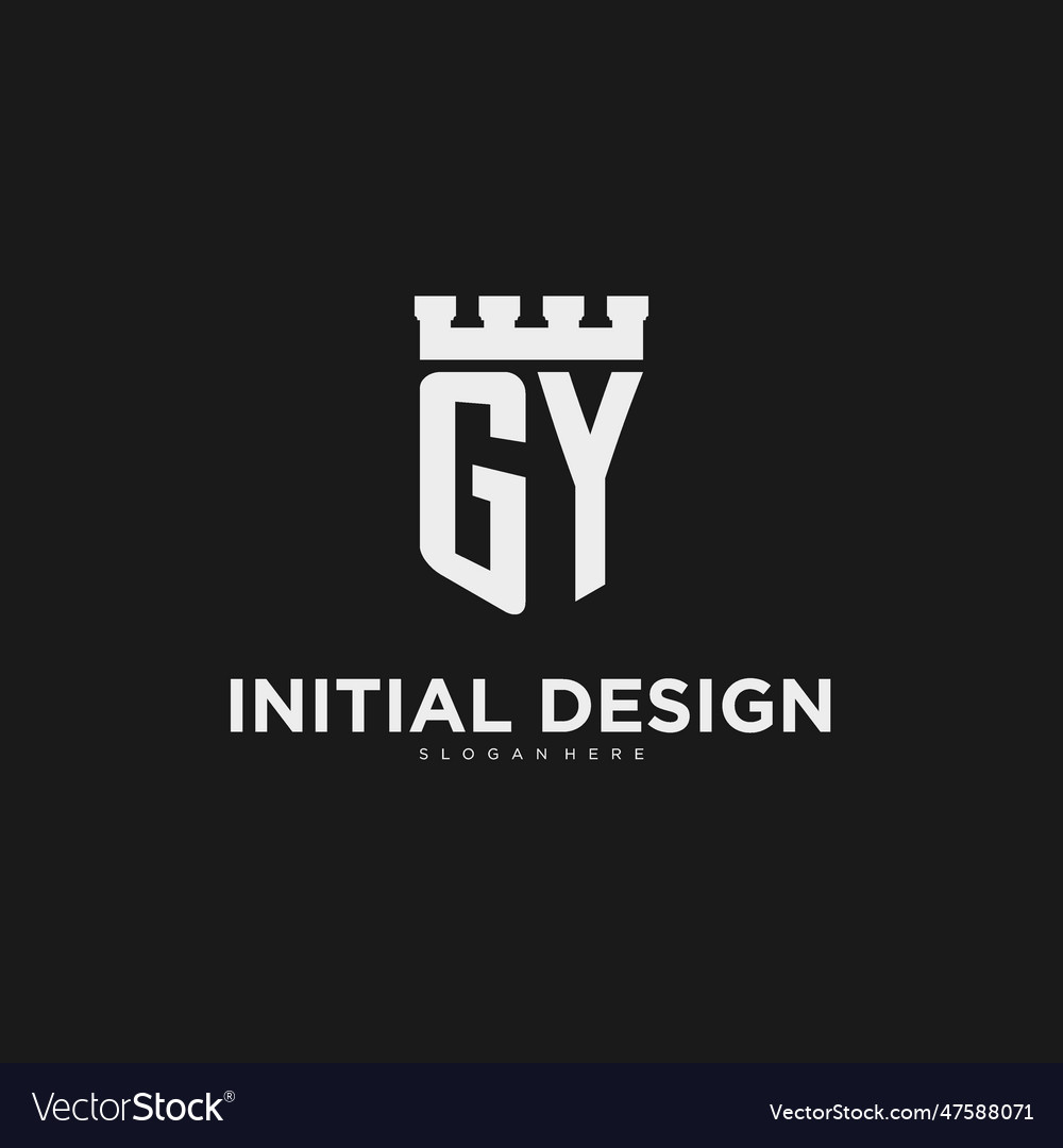 Initials gy logo monogram with shield Royalty Free Vector