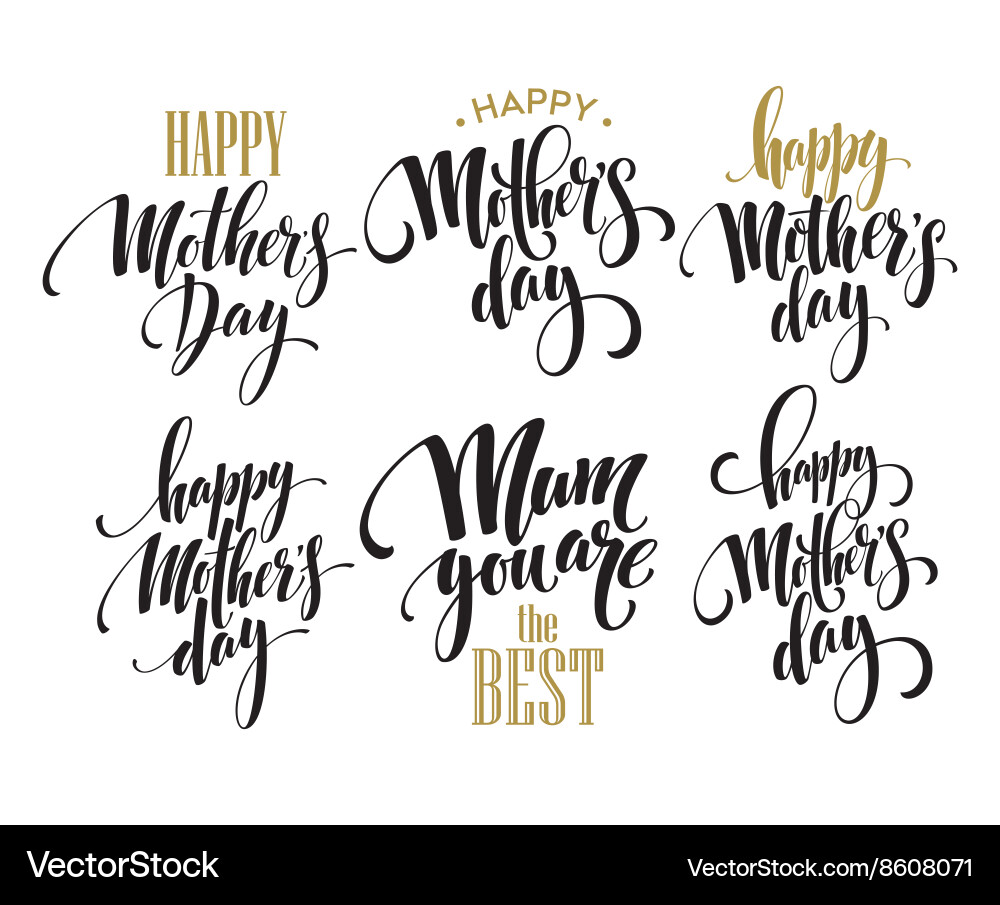 Mothers day greeting card calligraphy Royalty Free Vector