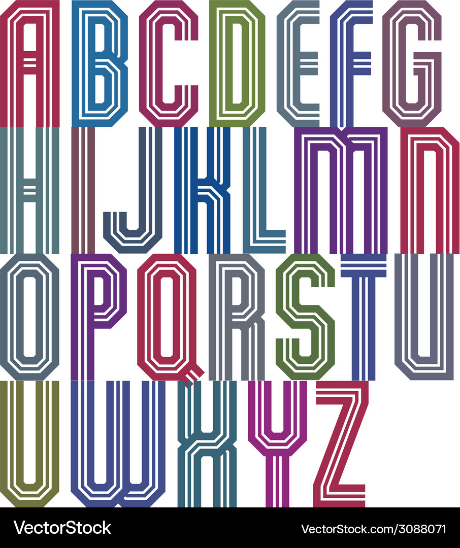 Retro stripe geometric font retro style typeface Vector Image