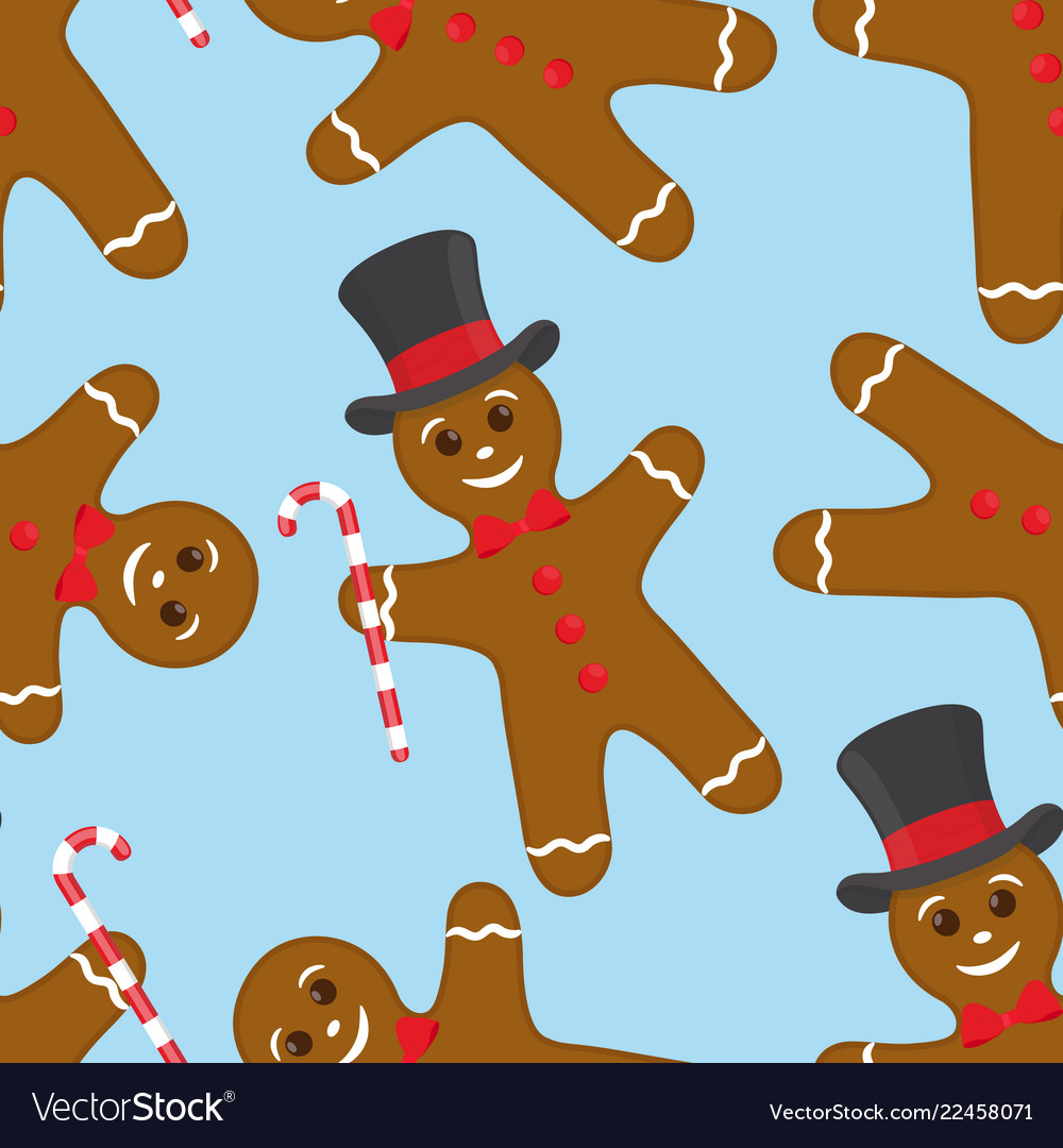 Seamless pattern with gingerbread cookie Vector Image