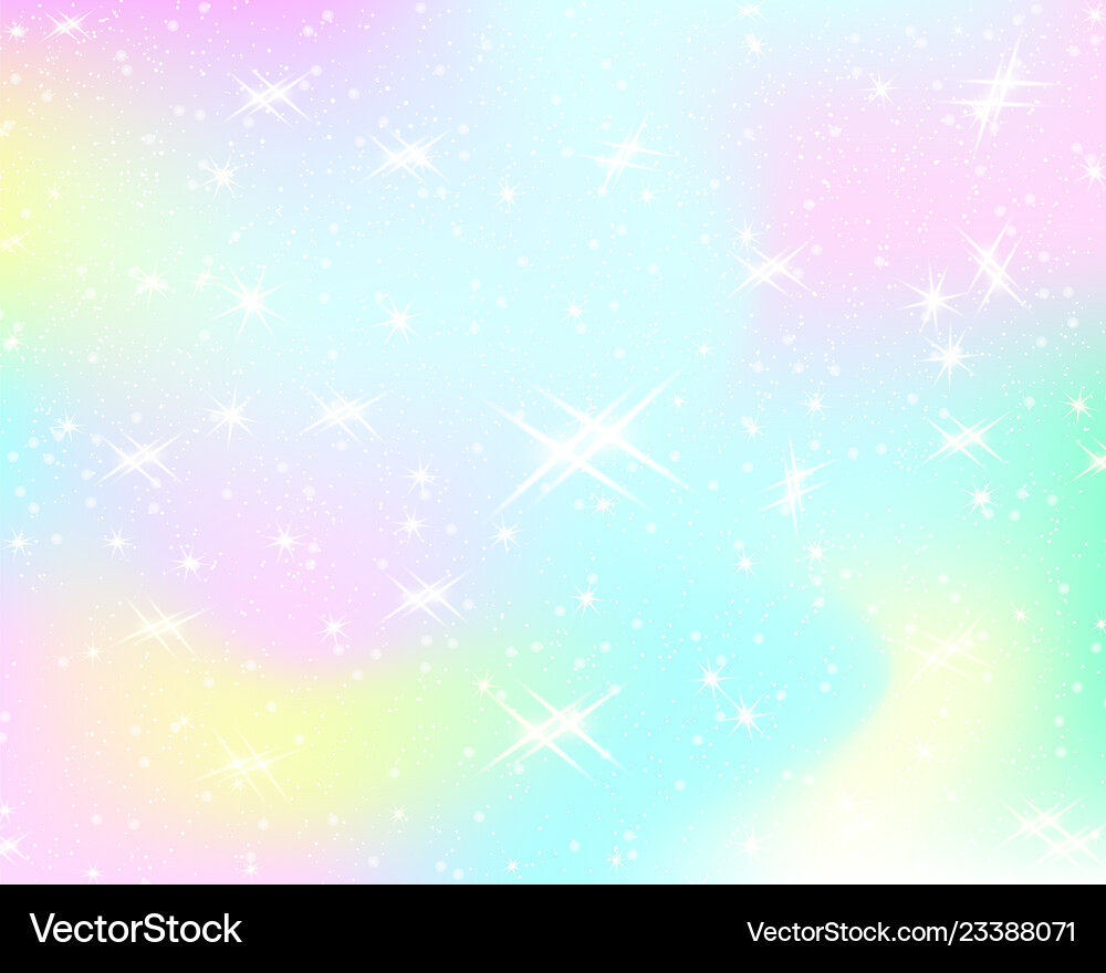 Unicorn rainbow background holographic sky Vector Image