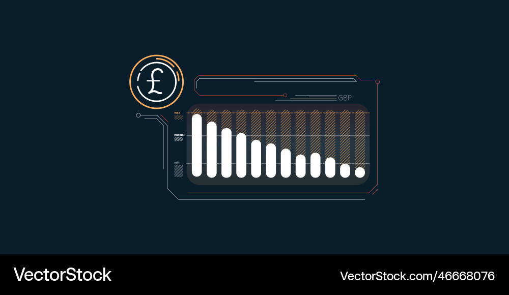 Abstract infographics of falling pound sterling Vector Image