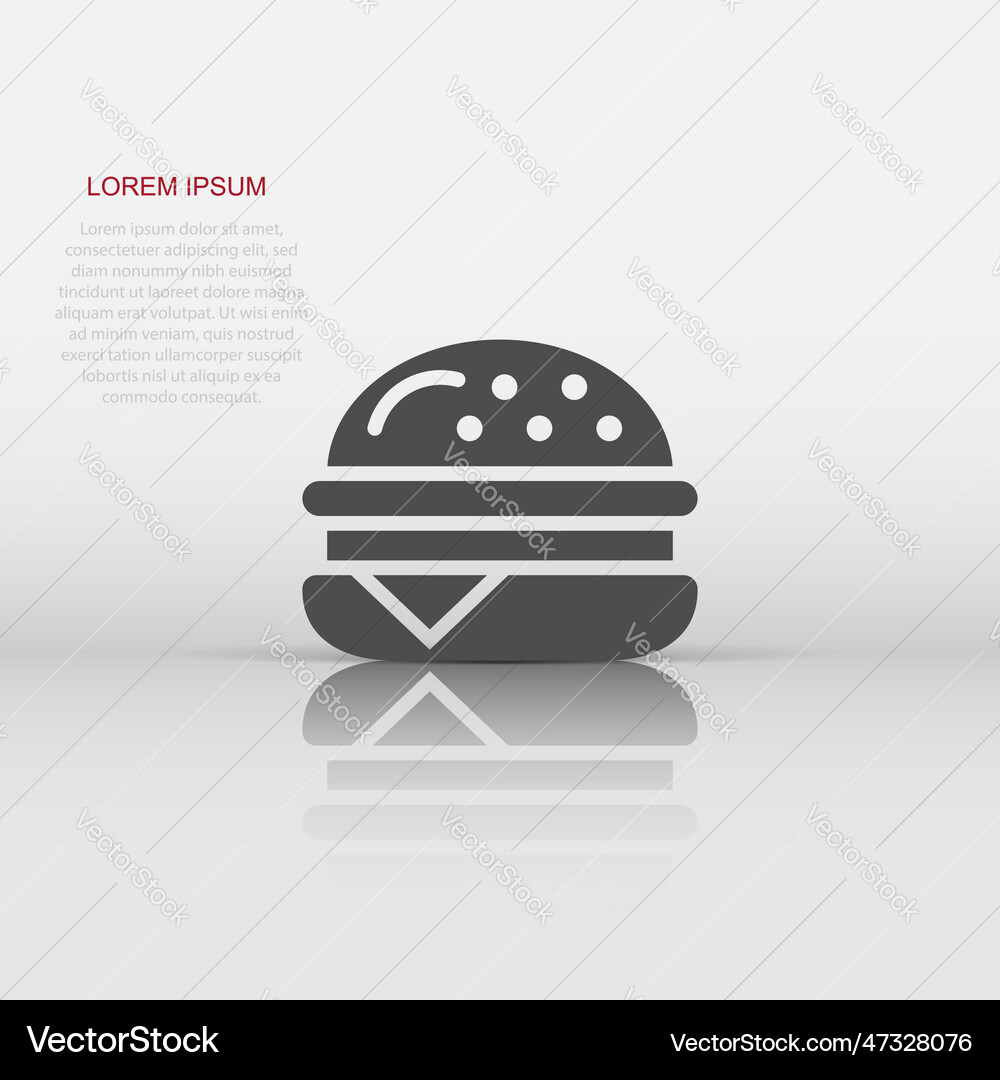 Burger sign icon in flat style hamburger on white Vector Image