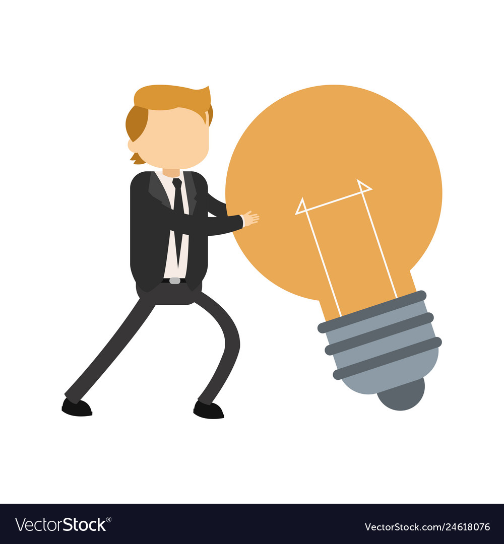 Businessman holding bulb light Royalty Free Vector Image Businessman holding bulb light Royalty Free Vector Image