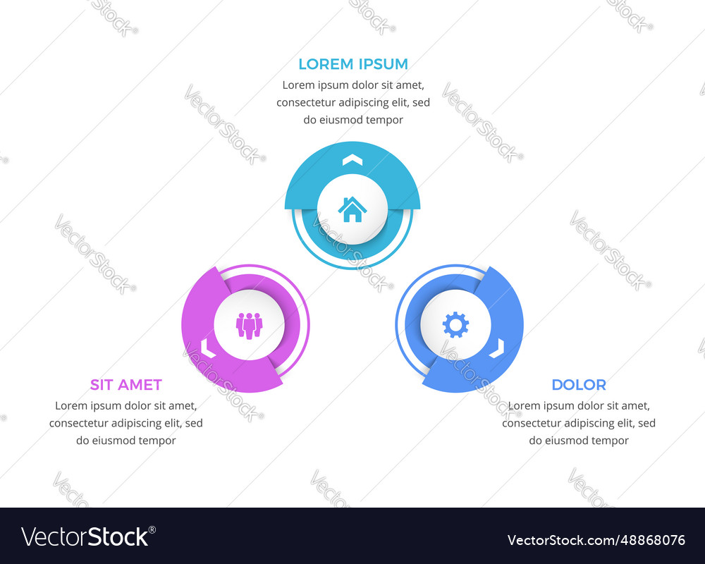 Circle diagram template - three elements Vector Image