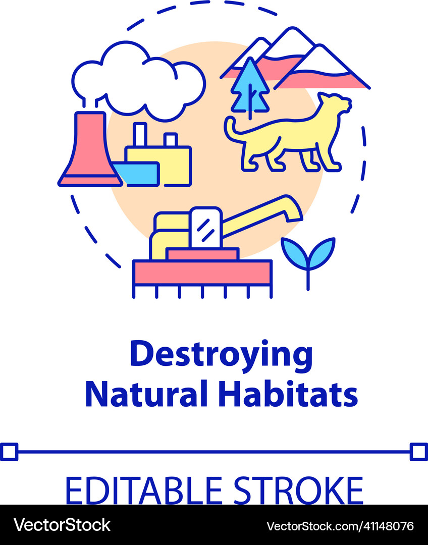 Destroying natural habitats concept icon Vector Image