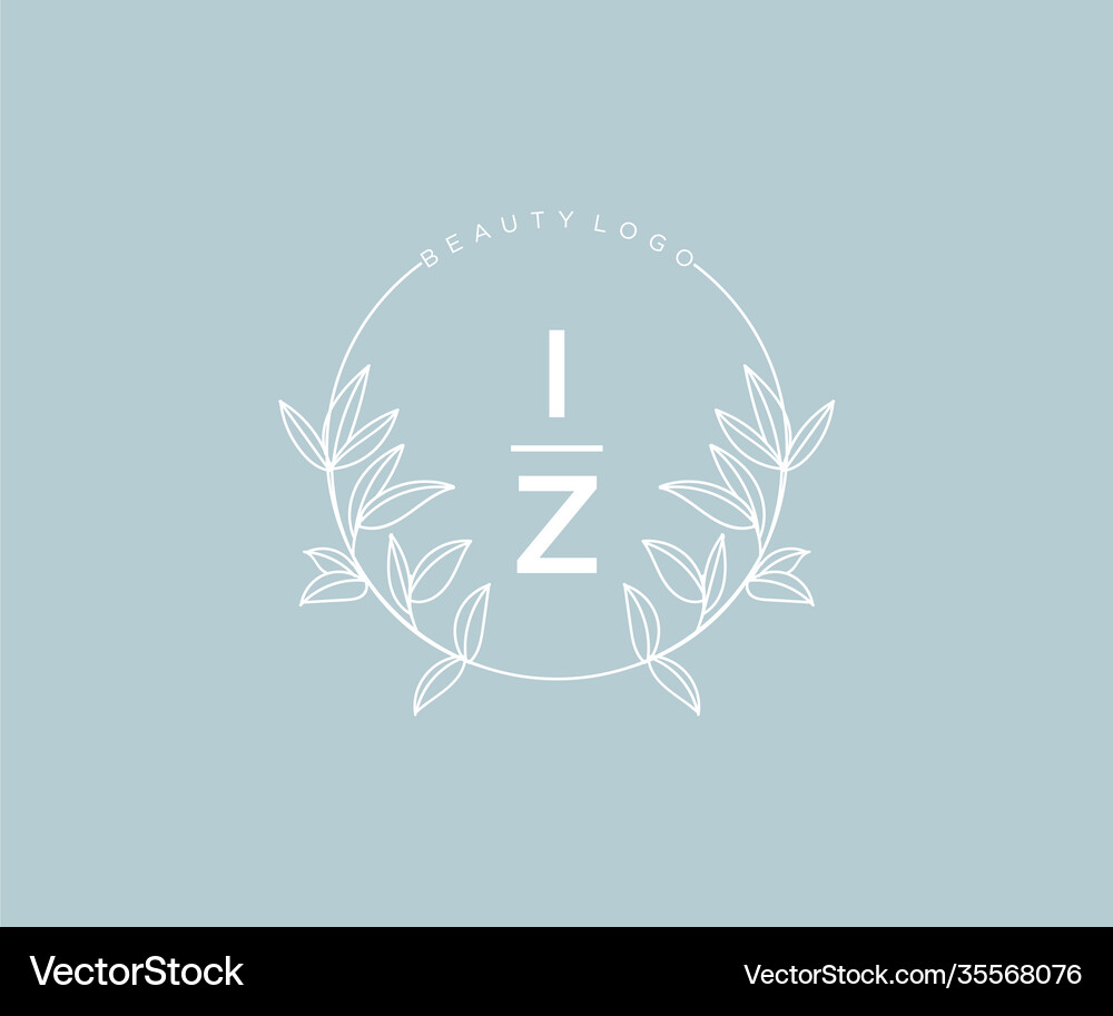 Initial iz letters beautiful floral feminine Vector Image