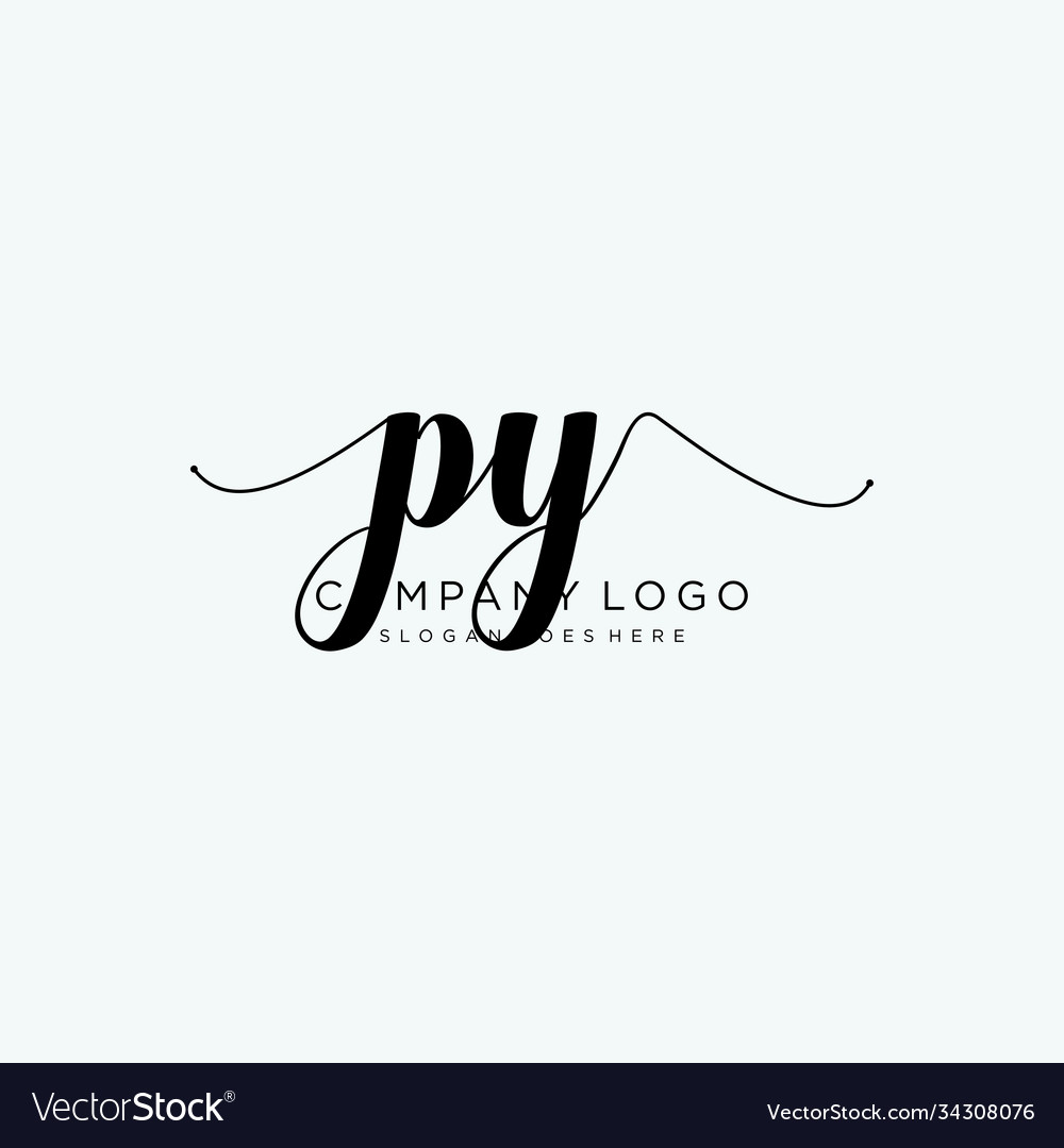 Initial py handwriting logo with circle template Vector Image