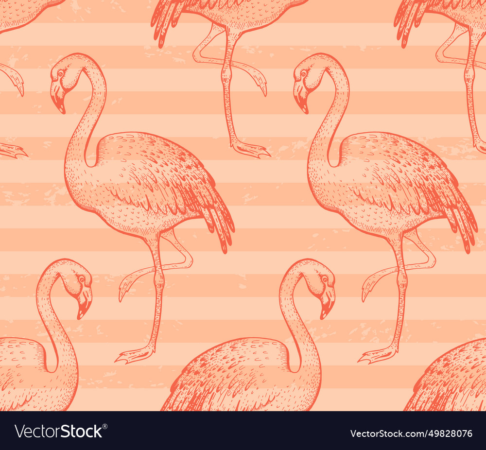 Peach fuzz flamingo seamless pattern 2024 Vector Image