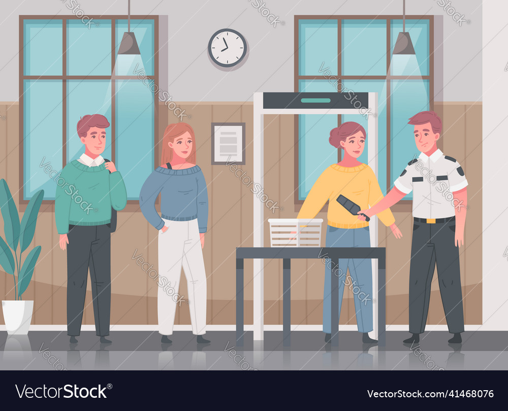 People scanner security composition Royalty Free Vector