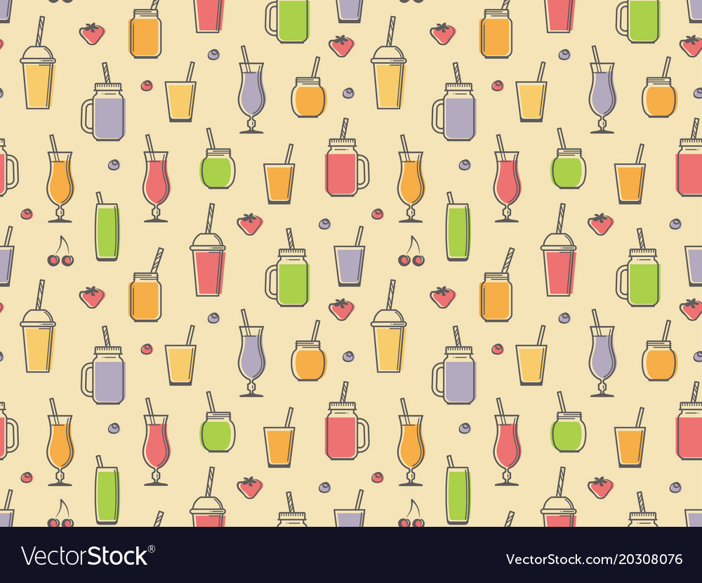 Smoothies seamless pattern Royalty Free Vector Image