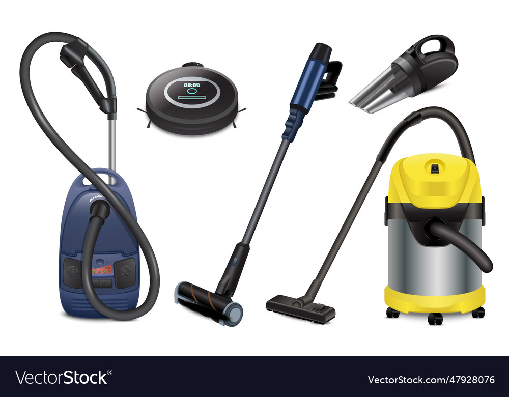 Vacuum cleaner realistic set Royalty Free Vector Image