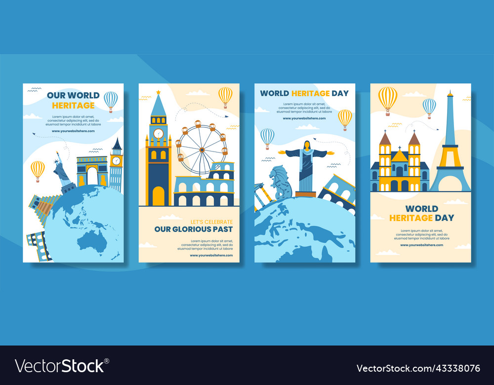 World heritage day social media stories template Vector Image