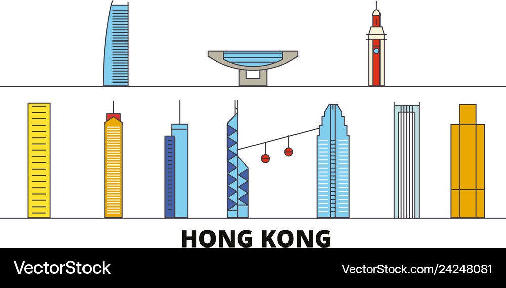 China hong kong flat landmarks Royalty Free Vector Image