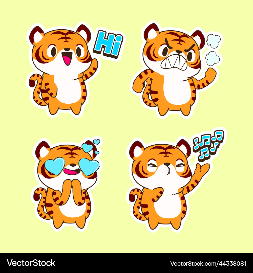 Cute little tiger cartoon Royalty Free Vector Image