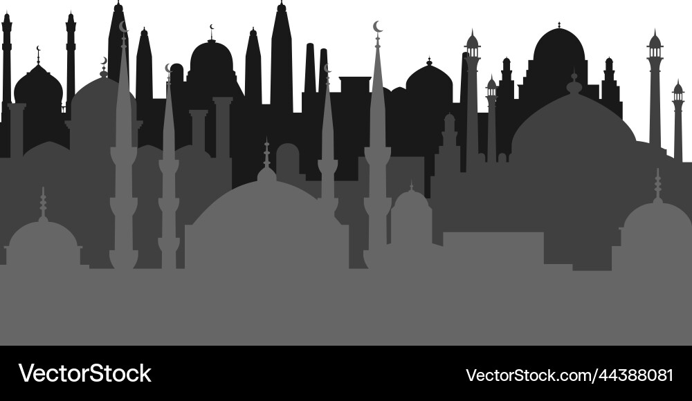 Eastern cityscape black arabian islamic Royalty Free Vector
