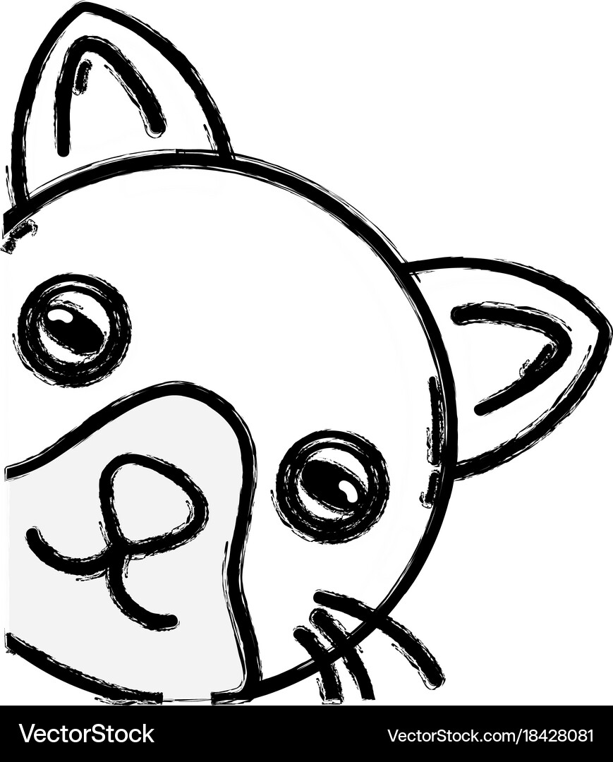Figure cute cat head pet animal Royalty Free Vector Image