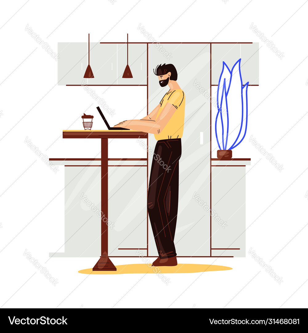 Freelance man work in comfortable cozy home office