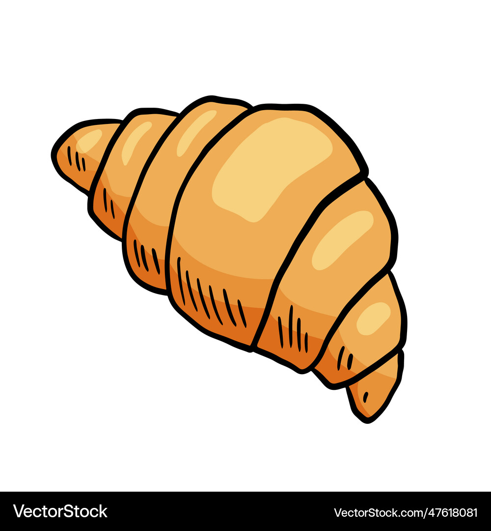 Hand drawn croissant isolated on white background Vector Image