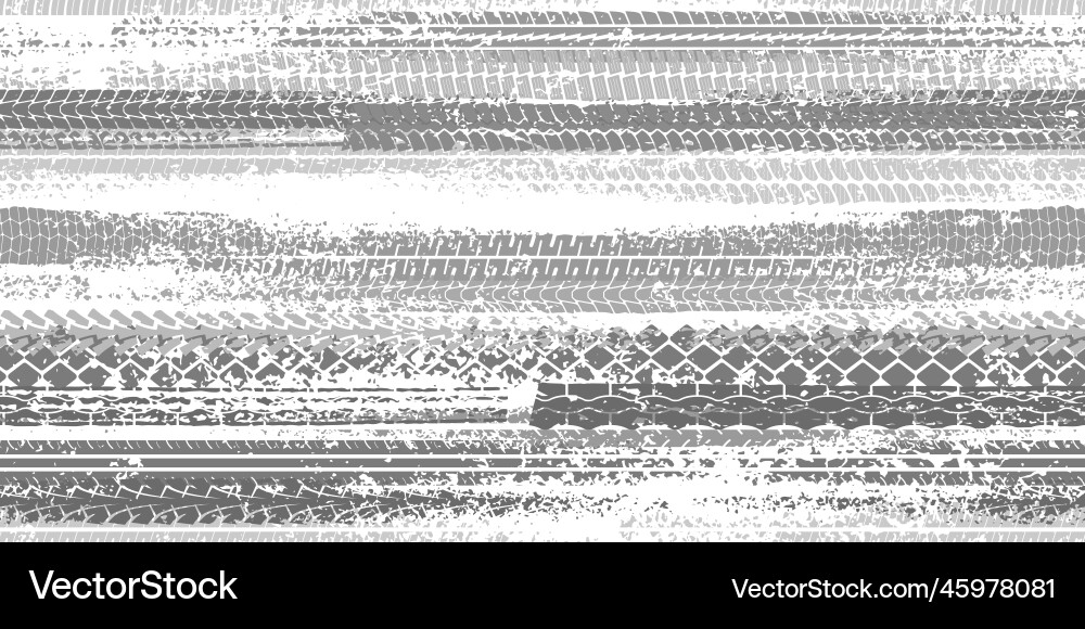 Horizontal grey tire tread print with grunge Vector Image