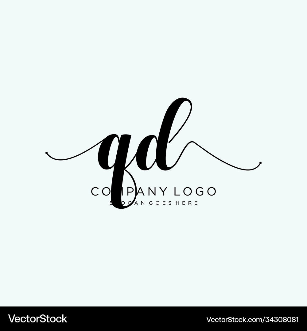 Initial qd handwriting logo with circle template Vector Image
