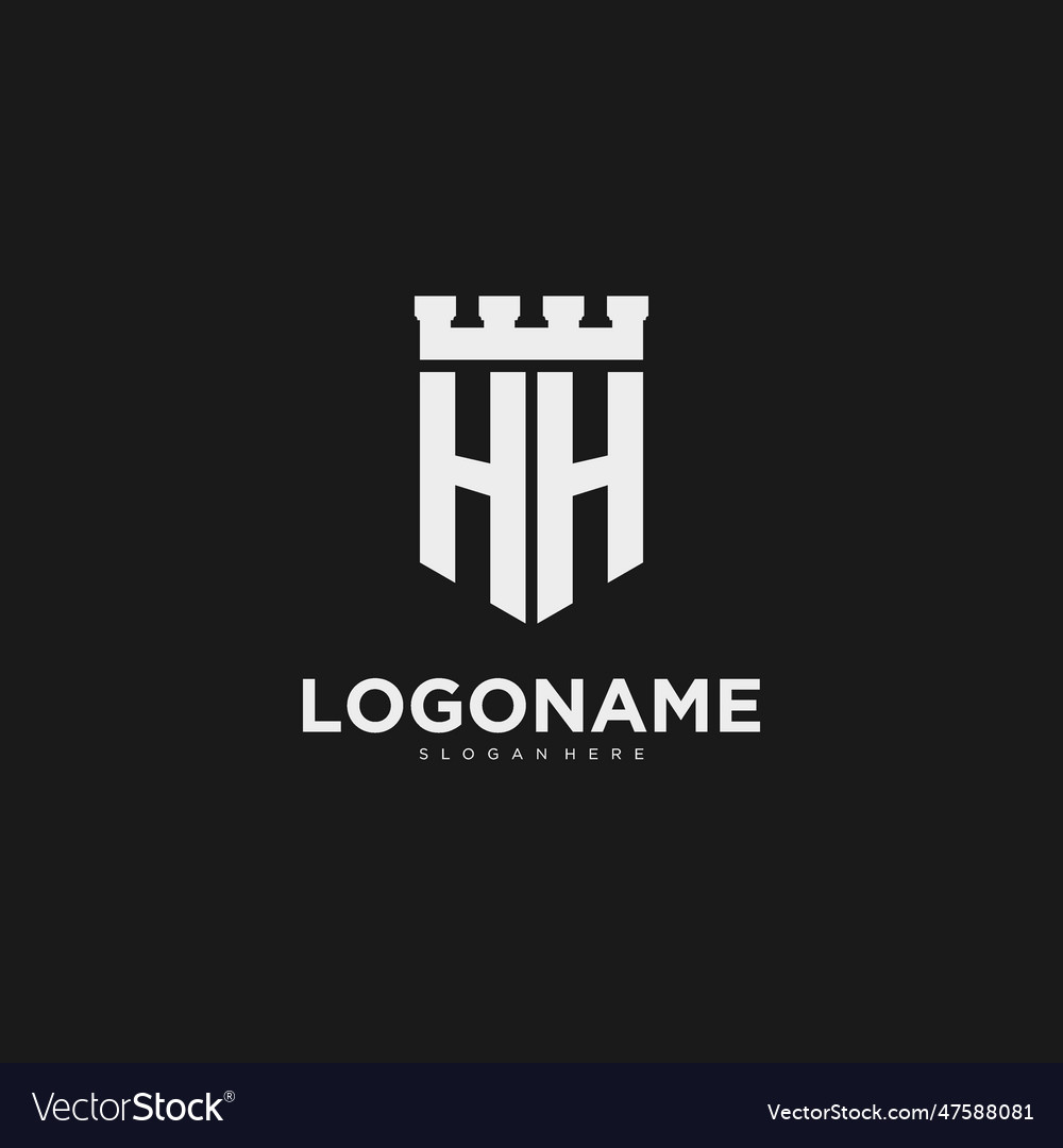 Initials hh logo monogram with shield Royalty Free Vector