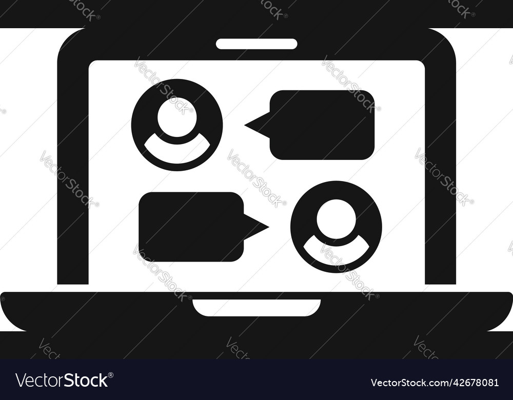 Laptop chat icon simple social web Royalty Free Vector Image
