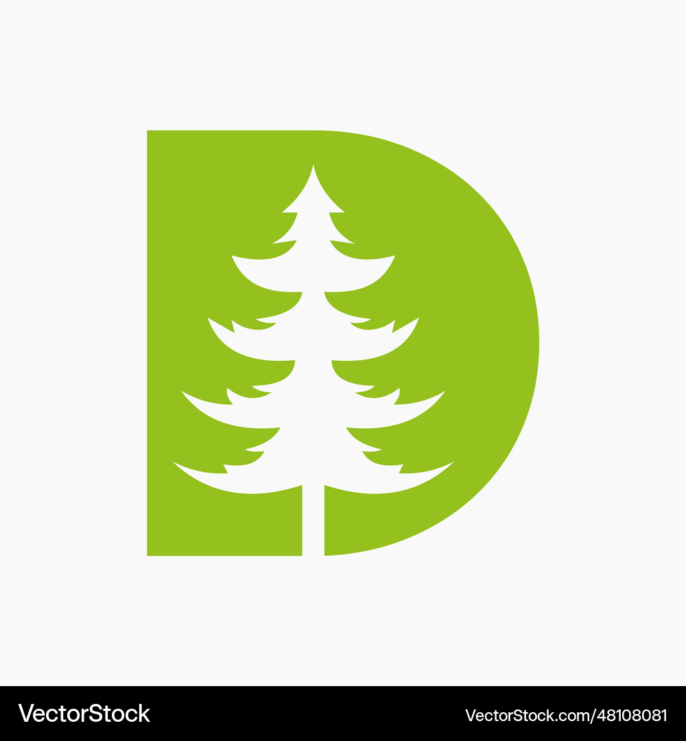 Letter d christmas tree logo design spruce logo Vector Image