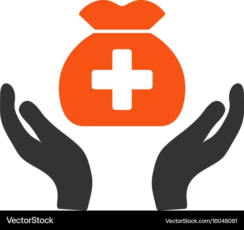 Medical fund care hands flat icon Royalty Free Vector Image