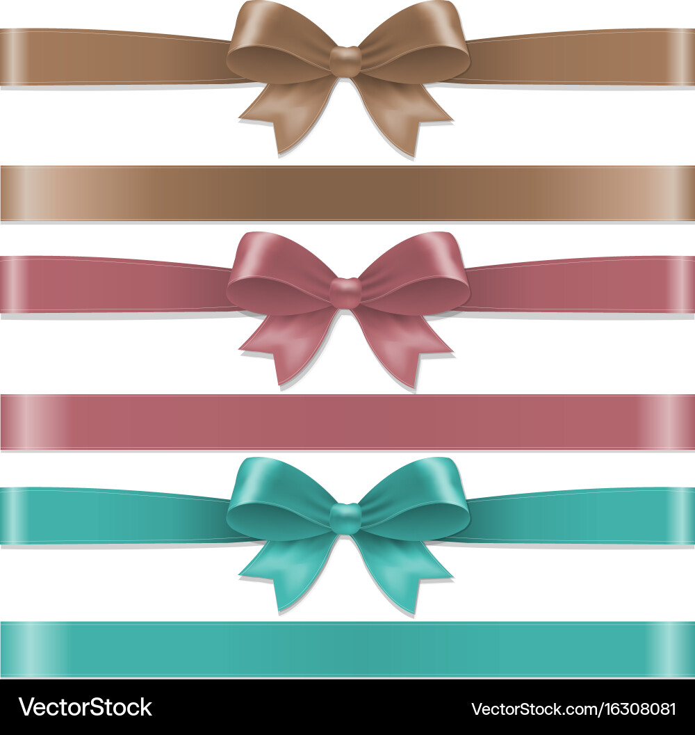 Pastel color bows set Royalty Free Vector Image