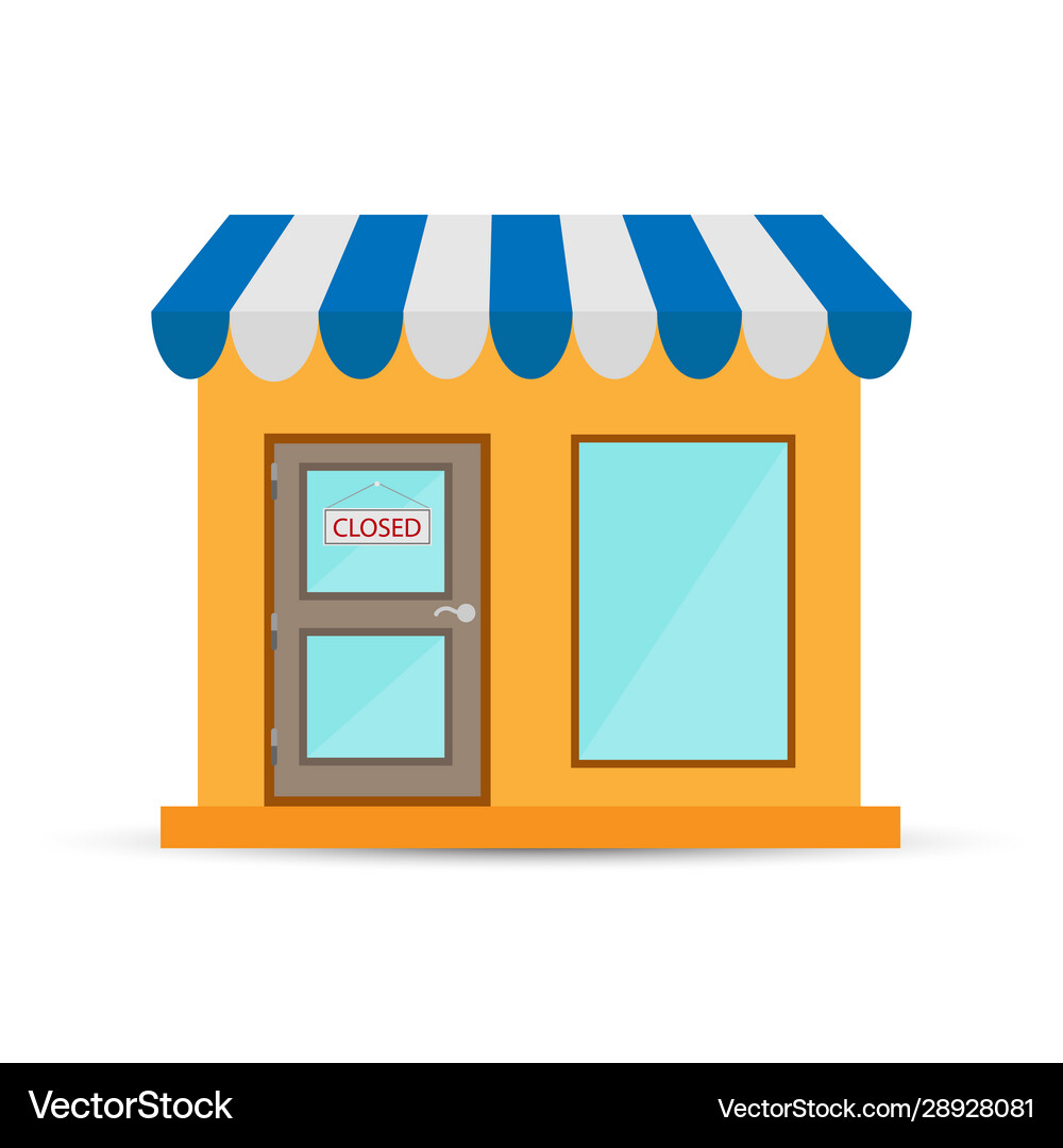 Shop with a sign closed on door e-commerce Vector Image