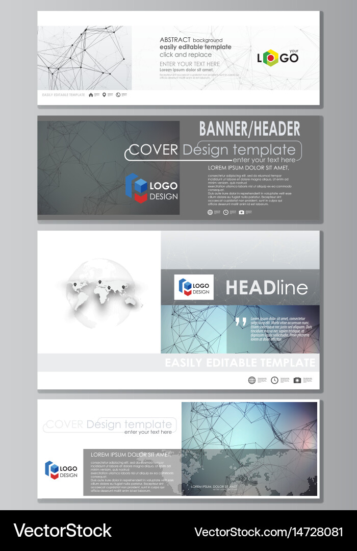 Social media and email headers set modern banners Vector Image