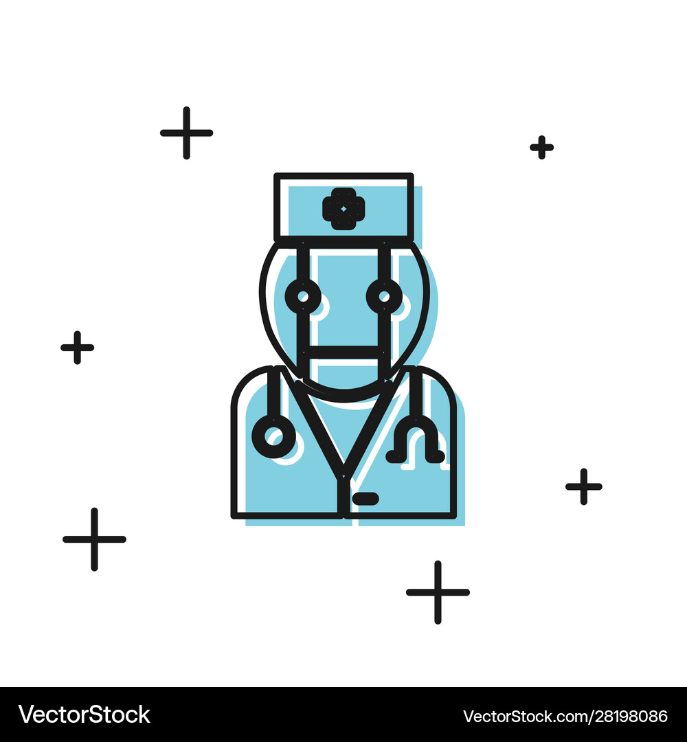 Black robot doctor icon isolated on white Vector Image