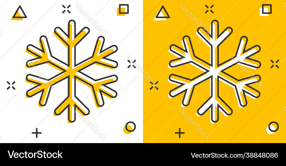Cartoon snowflake icon in comic style winter sign Vector Image
