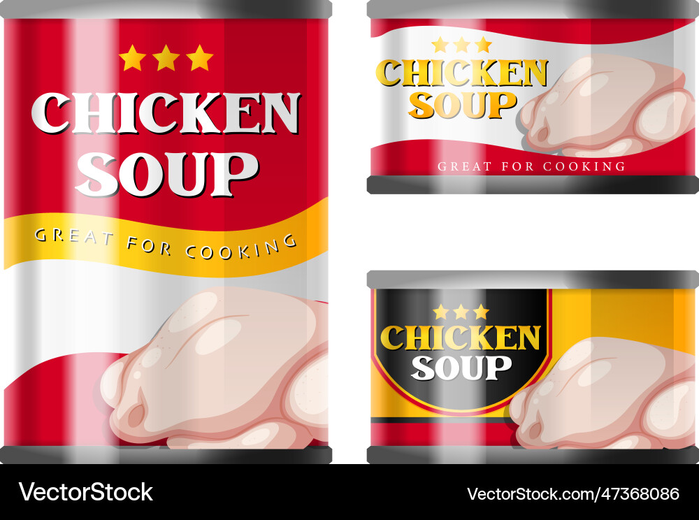Chicken soup food cans collection Royalty Free Vector Image