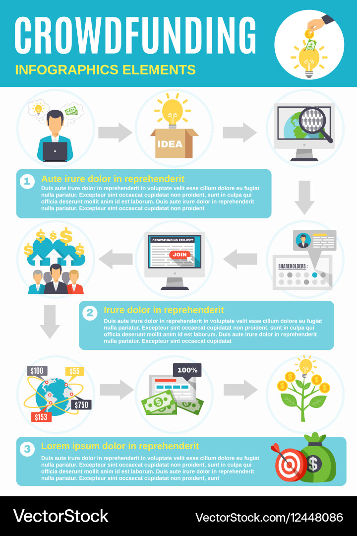 Crowdfunding Infographics With Symbols From Vector Image