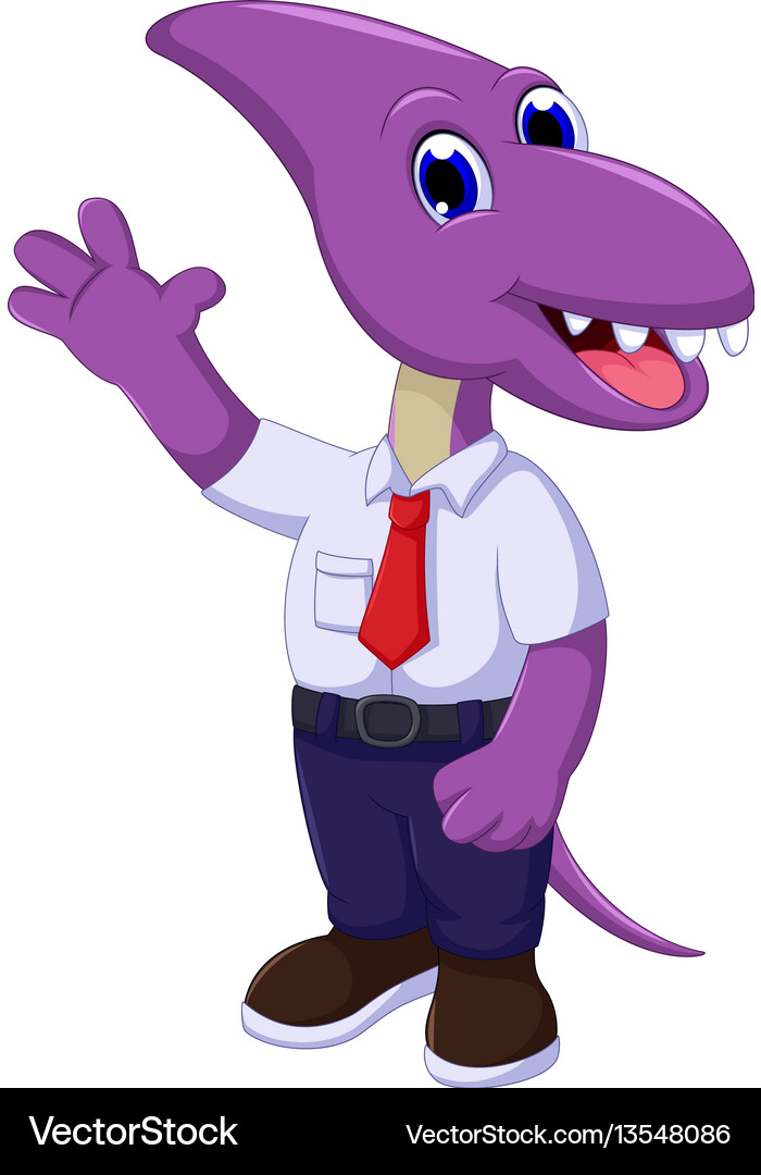 Cute dinosaur cartoon wearing school uniform Vector Image