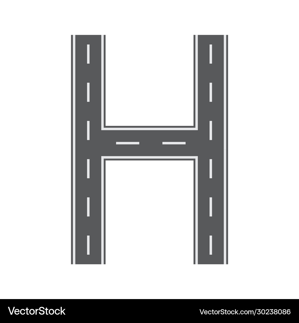 H letter for road or street font flat and solid Vector Image
