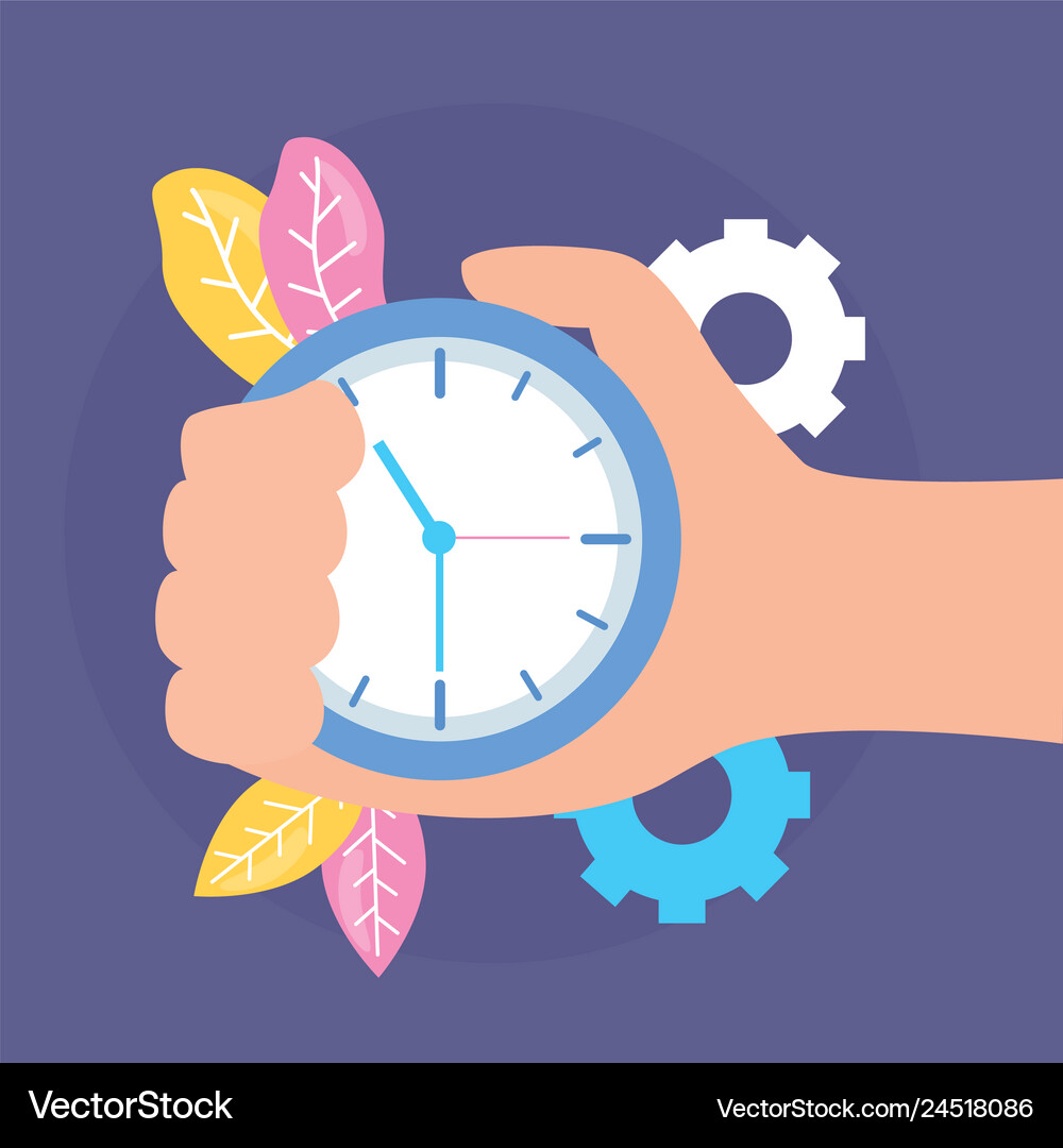 Hand with clock time Royalty Free Vector Image
