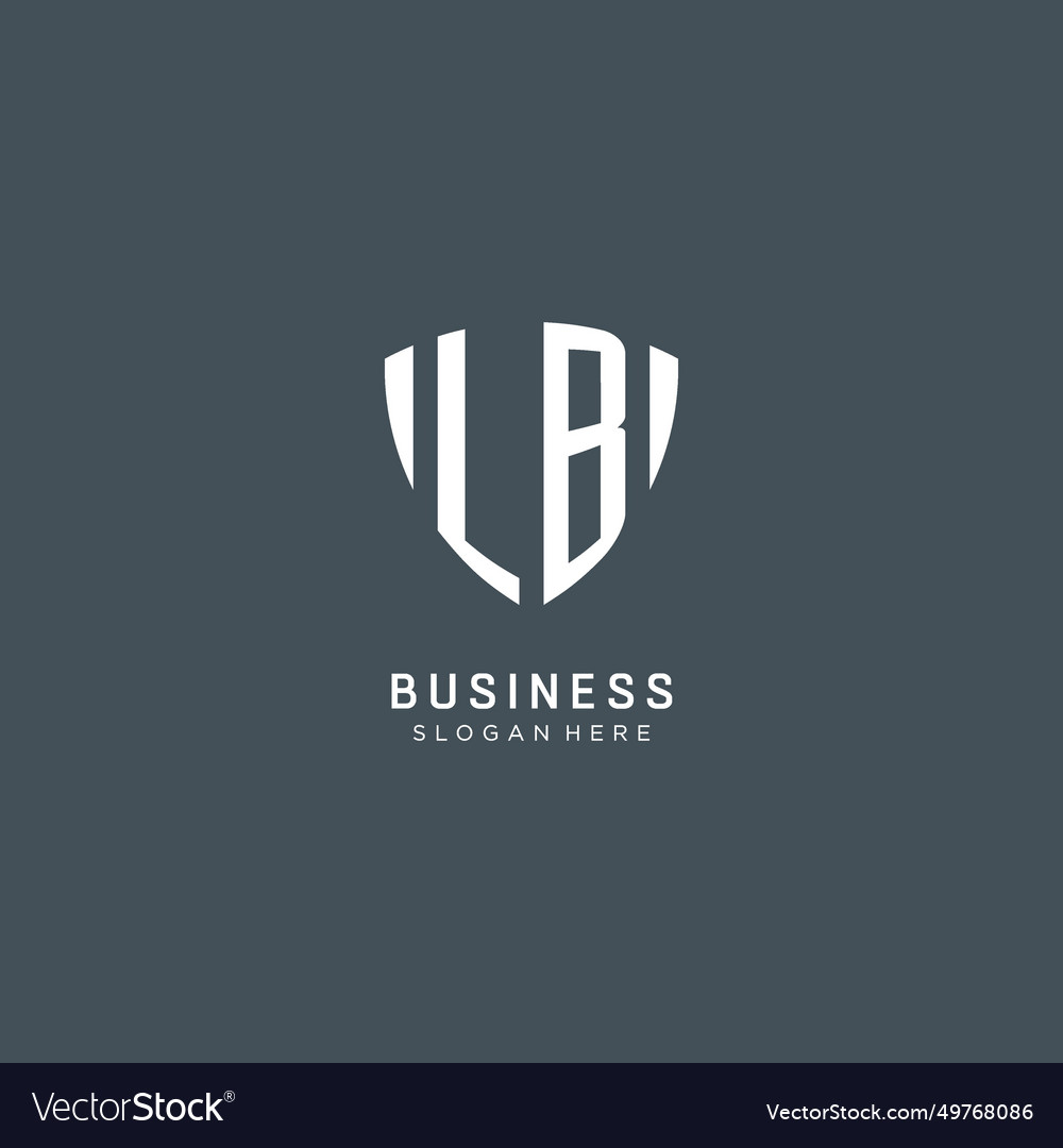 Initials lb logo shield guard shape creative Vector Image