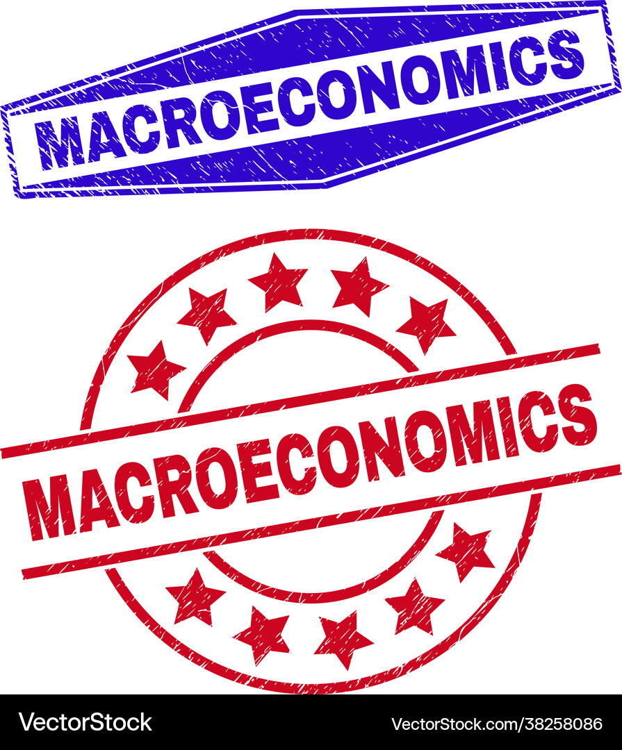 Macroeconomics rubber watermarks in circle and Vector Image
