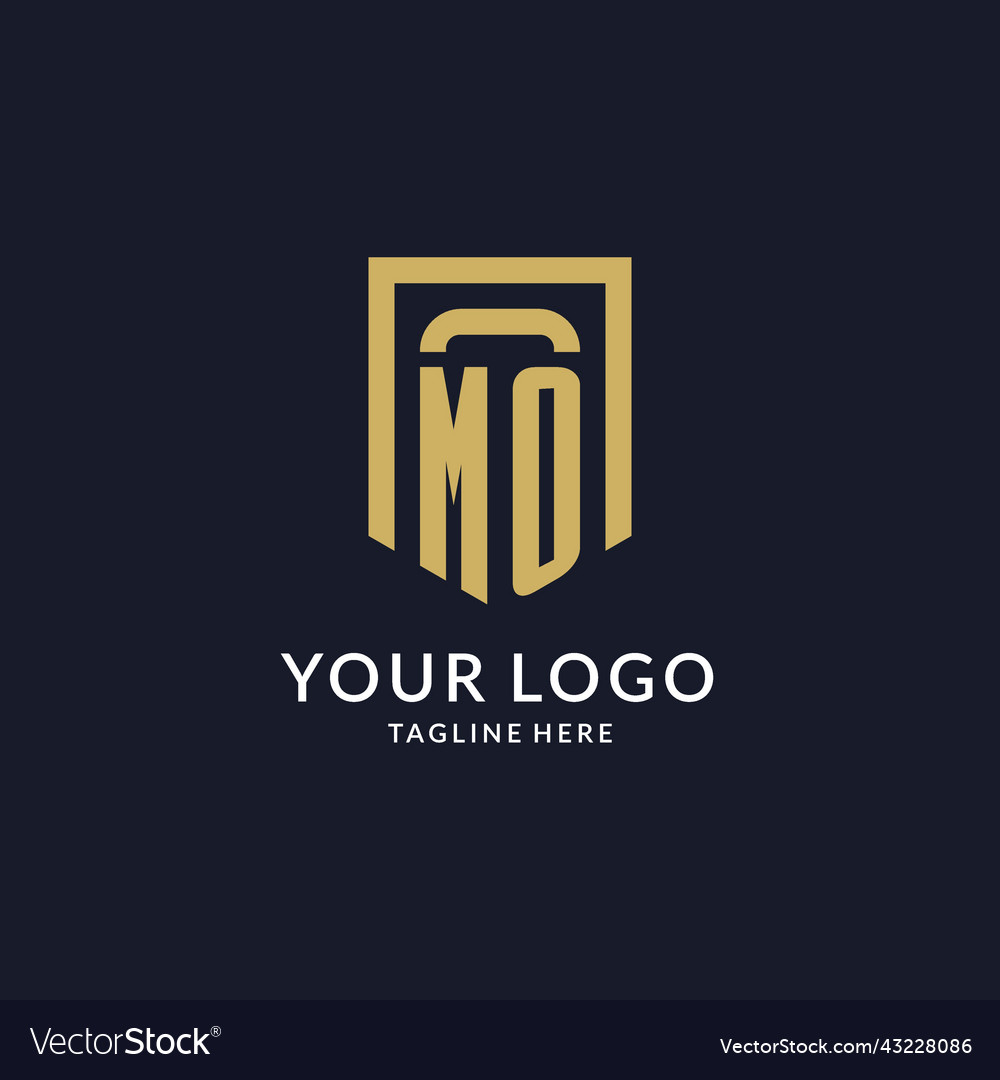 Mo logo initial with geometric shield shape Vector Image